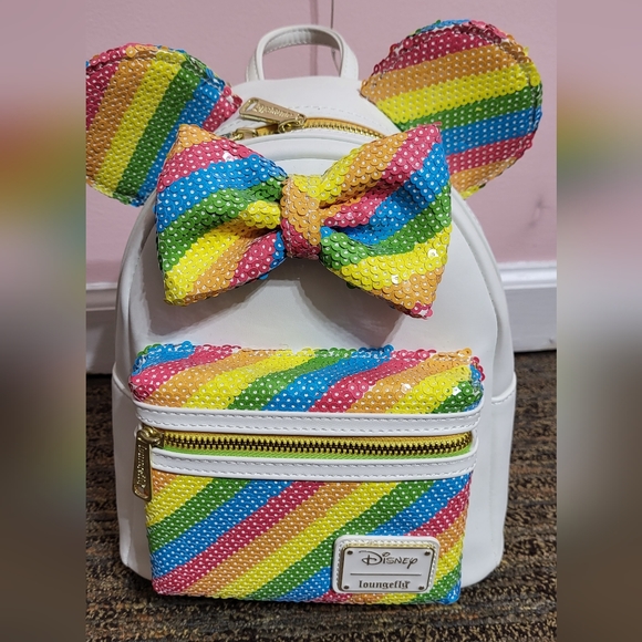 Loungefly | Bags | White Rainbow Multicolor Sequin Loungefly Nwt | Poshmark